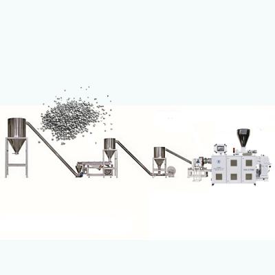China PVC Plastic Pelletizing Line with 450-550 kg/h Output and HYZS65/132 Conical Twin Screw Extruder for Waste Recycling for sale
