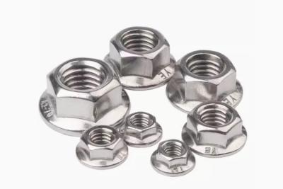 China M3 M4  Stainless steel Hexagon Flange Nuts SUS304 SUS316 A2-70 A4 Metal hex Flange nuts for sale