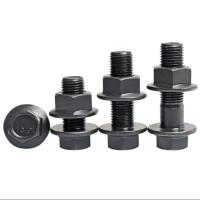 China M8 M22 Carbon Steel Black Oxide Hex Serrated Flange Bolt And Nut DIN6921 for sale