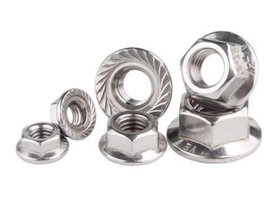 China M10 M12 Stainless Steel Hex Flange Nut SS304 316 316L Polish Plain Finish DIN6923 for sale