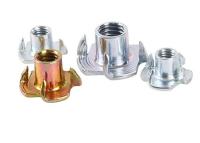 China M6 M8 Steel  4 Claw 4 Prong Furniture Tee Nut with Pronge Yellow Blue White Zinc PlatingDIN1624 for sale