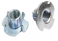 China M6 M8 Steel  4 Claw 4 Prong Furniture Tee Nut with Pronge Yellow Blue White Zinc PlatingDIN1624 for sale
