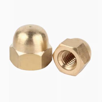 China M4 M5 M6 H59 H62 Hexagon Dome Cap Nut Yellow Brass Red Copper Bronze Din1587 for sale