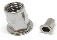 China M6 M8  18-8 Stainless Steel 304 316 Plain Semi Hex Flat Head Rivet Nuts for sale