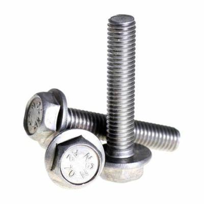 China M3 M4 M6 Stainless Steel Hex Flange Metal Bolt Plain SS304 SS316 DIN6921 for sale