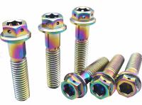 China M8 M6 Metal Hex Flange Bolt Gold Anodized Plated Aluminum 6061 customized colors for sale