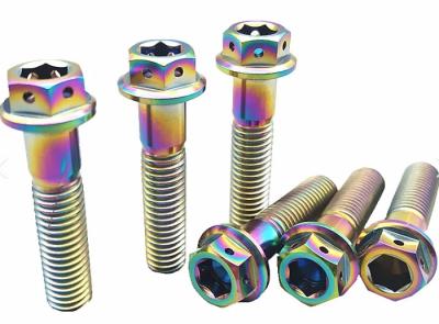 China M8 M6 Metal Hex Flange Bolt Gold Anodized Plated Aluminum 6061 customized colors for sale