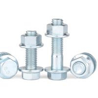 China Metal M4 M6 Carbon Steel Blue White Galvanized Hex Flange Bolt With Nut DIN6921 for sale