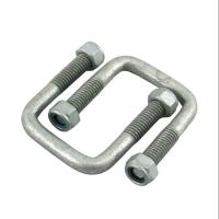 China Automotive M16 Carbon Steel Cold Pressing Galvanized Metal Square U Bolt Pipe Clamp for Tractors for sale