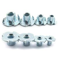 China M4 M6 M10 Carbon Metal Tee Nut  Galvanized Blue White 4 Claw 4 Prong Furniture Nut DIN1624 for sale
