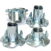 China M4 M6 M10 Carbon Metal Tee Nut  Galvanized Blue White 4 Claw 4 Prong Furniture Nut DIN1624 for sale