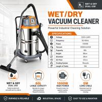China 60L Vacuum Cleaner 1500W Powerful Suction 2000mmH20 Suction 5M Cord Stainless Steel Tank Recycle Cooling System for Home Garage for sale