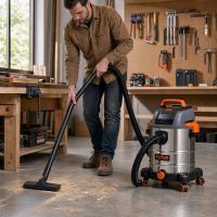 China 60L Vacuum Cleaner 1500W Powerful Suction 2000mmH20 Suction 5M Cord Stainless Steel Tank Recycle Cooling System for Home Garage for sale