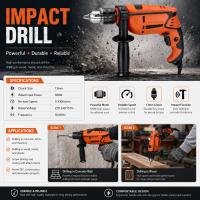 China 600W Corded Impact Drill Power Tool with Variable Speed for Concrete Brick Wood Metal and Plastic for sale