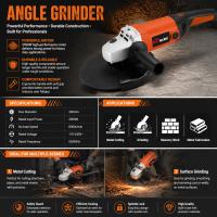 China 2050W Brushless Large Angle Grinder 230mm Professional Power Tool for Metal Cutting Masonry and Steel Fabrication for sale