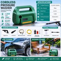 China 110-240V Cordless Pressure Washer 70bar 1.2kW 6L/min Portable Car Washer Rechargeable Electric Cleaner Home Outdoor Cleaning for sale