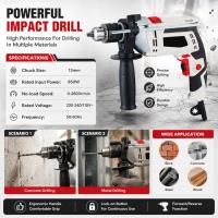 China 850W Powerful Impact Drill, Electric Hammer Drill, Corded Drill Driver for Concrete, Metal, Wood & Brick Drilling for sale