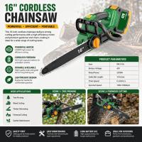 China Professional Grade 16 Inch Cordless Chainsaw 42V Lithium Battery 2200W 24.8m/s Brushless Chain Saw OEM for Wood Cutting Tree for sale