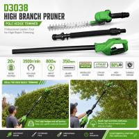 China Electric Long Reach Pruner Pole Hedge Trimmer 20V Tall Hedges & Bushes Trimmer 14inch Blade 800W Power Bare Tool Only for sale