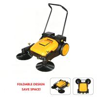 China Industrial Hand Push Floor Sweeper 92cm Cleaning Width 55L Dust Bin 4.5H Battery Life ODM Customizable Warehouse Factory Parking for sale