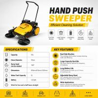 China Industrial Hand Push Floor Sweeper 92cm Cleaning Width 55L Dust Bin 4.5H Battery Life ODM Customizable Warehouse Factory Parking for sale