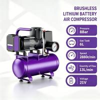 China 6L Brushless 21V 8Bar 13L/min Mini Portable Air Compressor for Bike Motorcycle Tires and Wood for sale
