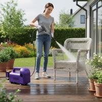 China 21V Cordless Brushless Cleaning Machine 65Bar High Pressure 8L/min 2880r/min Portable Power Washer Car Patio Outdoor Use for sale