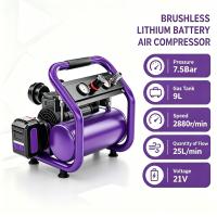 China 21V Lithium Brushless Portable Air Compressor 7.5Bar 9L Tank 25L/min Compact Model WII-KYJ-9LA for sale