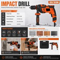 China 1010W Impact Drill, 16mm Electric Hammer Drill, Corded Power Drill for Concrete, Brick, Wood & Metal for sale