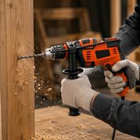 China 800W Heavy Duty Impact Hammer Drill Variable Speed 13mm Electric Corded Drill for Concrete Brick Wood Metal for sale