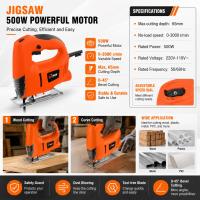 China WII-JS6501 500W Professional Grade Electric Jigsaw Variable Speed 0-3000RPM Wave Blade Wood Metal PVC Cutting Tool 0-45 Bevel for sale