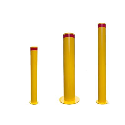 China Yellow Carbon Steel Fixed Bollard Customizable Diameter Parking Lockable Bolt Down Barrier for sale