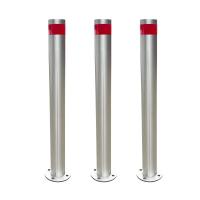 China 201/304/316 Stainless Steel Fixed Bollard Column for Parking Lot Access Control Management Safety Alert and Reflective Stripe for sale