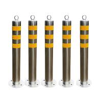 China 201/304/316 Stainless Steel Fixed Bollards With Custom Logo Reflective Tape LED Lights Options for sale