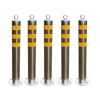 China 201/304/316 Stainless Steel Fixed Bollards With Custom Logo Reflective Tape LED Lights Options for sale