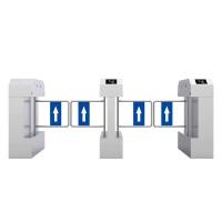 China Waist High Pedestrian Swing Gate with 1.2mm Thickness Stainless Steel DC24V Motor and Fingerprint Reader for sale