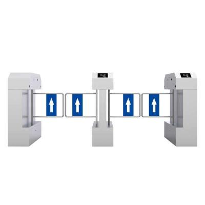 China Waist High Pedestrian Swing Gate with 1.2mm Thickness Stainless Steel DC24V Motor and Fingerprint Reader for sale