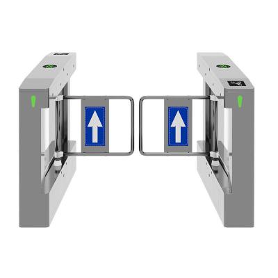 China Premium SUS304 Stainless Steel Automatic Pedestrian Swing Barrier Gate with DC 24V Brushless Motor and 30 Person/Minute Passing Speed for sale