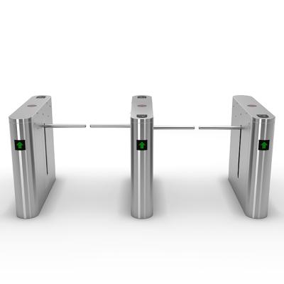 China Stainless Steel Drop Arm Turnstile with Infrared Photocell and Wire Drawing Surface for 30 Person Per Minute Flow Rate for sale