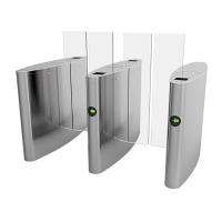 China Optical Glass Panel 304 Stainless Steel Cabinet Half Height Sliding Turnstile with Anti-Rushing Function for Access Control for sale