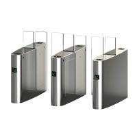 China Waist Height Pedestrian Sliding Turnstile Gate with Clear Acrylic Panel and DC 24V Motor for sale