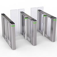 China RBG Warning Light Swing Barrier Gate High Speed 304 Stainless Steel Square Cabinet for sale