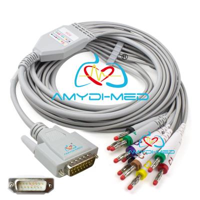 China Compatible Edan SE-3 SE-601A 10 Lead EKG Cable 15 Pin DB15P with IEC Banana 4.0 2.4m for sale