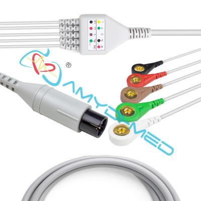 China TPU ECG Cable with 5 Lead Snap Leadwires 0.9m Compatible Mindray GOLDWAY Spacelabs for sale