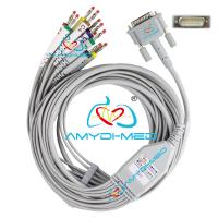 China HP PH Compatible 10 Lead ECG Patient Cable DB15 Pin Banana 4.0 2.4m TPU Gray for sale