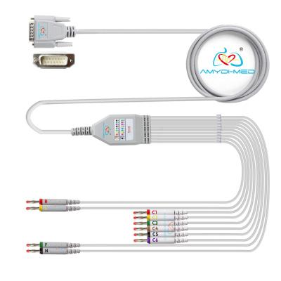 China 10 Lead ECG Cable DB15P 4.0 Banana 2.4m TPU Gray Compatible Nihon Konden Biocare Dongjiang for sale