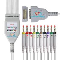 China 2.4m DB15 ECG Cable One Piece 10 Lead Banana EKG Cable Compatible GE Marquette for sale