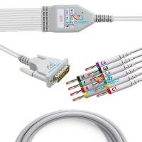 China Schiller Compatible 10 Lead ECG Cable Banana 4.0mm IEC 2.4m TPU Gray DB15P for sale