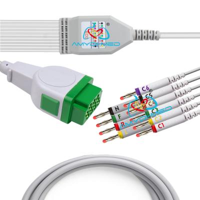 China Rectangle 11Pin TPU ECG Cable 10 Lead Banana One Piece EKG Cable Compatible GE 2.4m for sale
