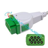 China Rectangle 11Pin TPU ECG Cable 10 Lead Banana One Piece EKG Cable Compatible GE 2.4m for sale